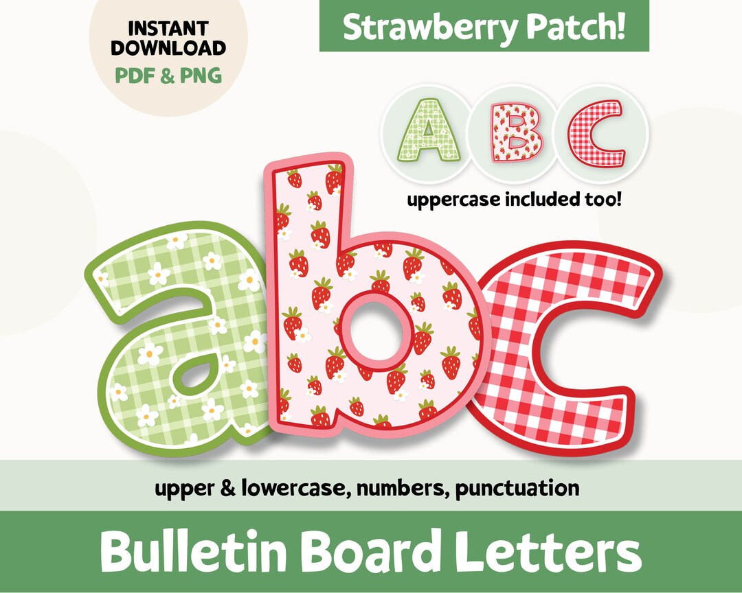 Strawberry Bulletin Board Letters, Strawberry Printable Letters for ...