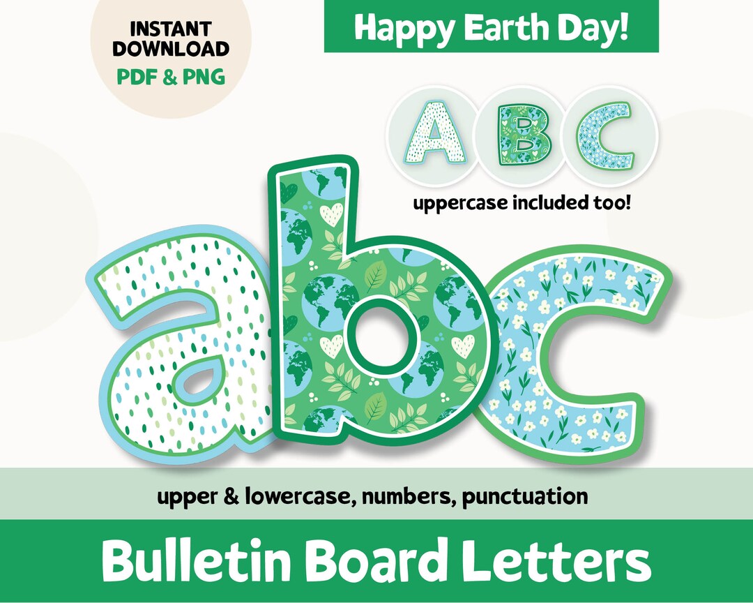 Earth Day Bulletin Board Letters, Printable Bulletin Board Letters ...