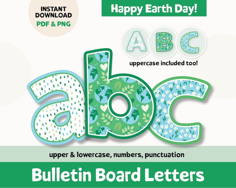 Earth Day Bulletin Board Letters, Printable Bulletin Board Letters ...
