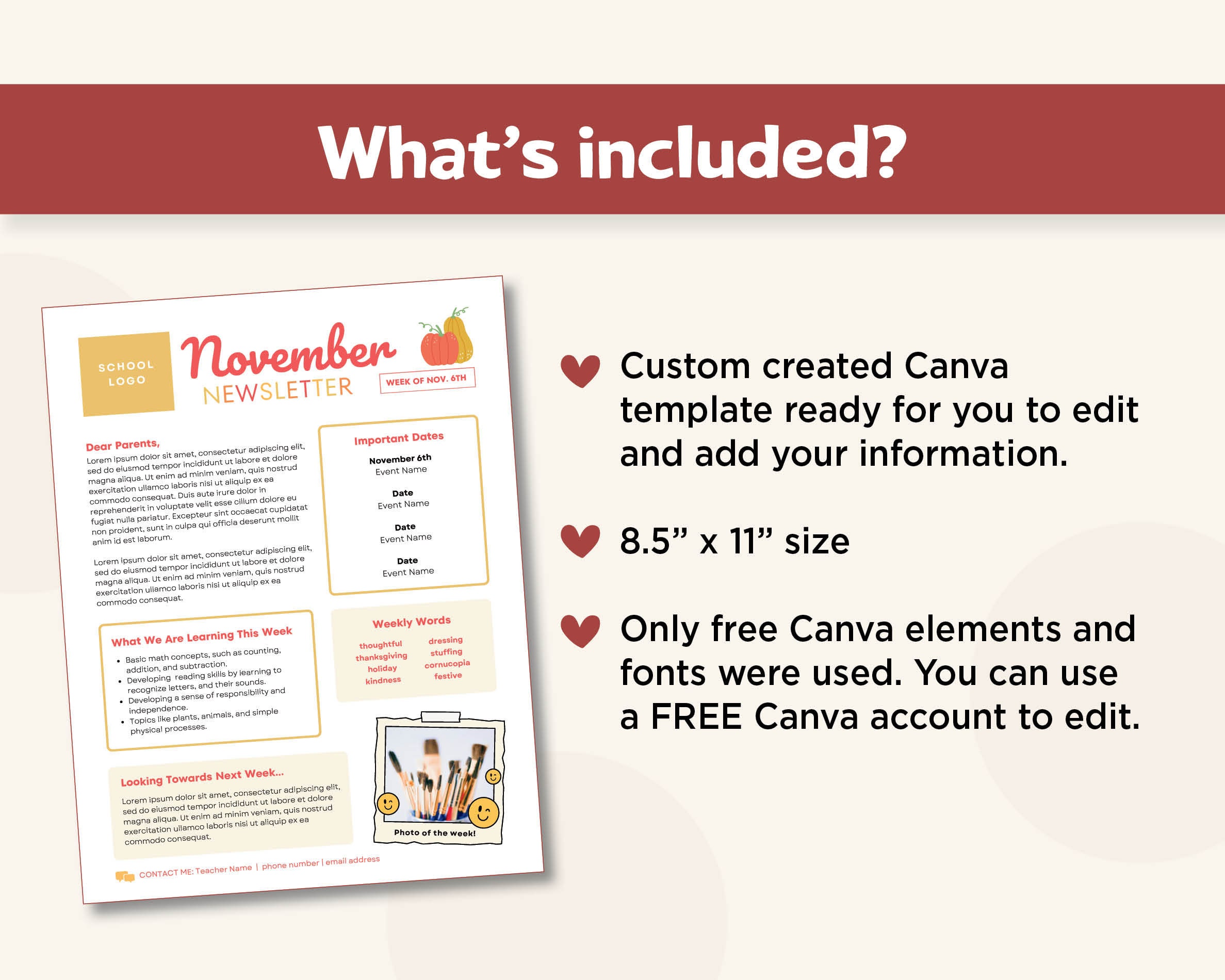 Monthly Classroom Newsletter Template for Parent Communication, Canva ...