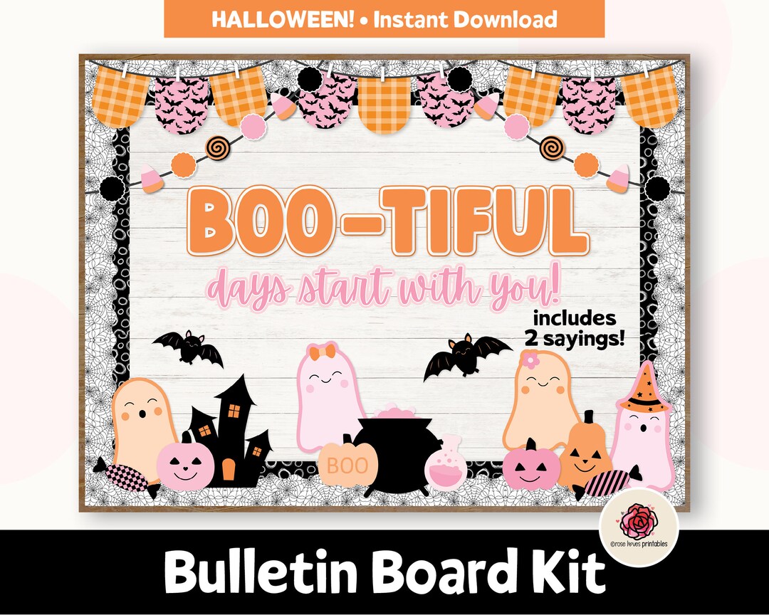 Halloween Bulletin Board Kit, Boo-tiful Pink Ghost Theme, Autumn ...
