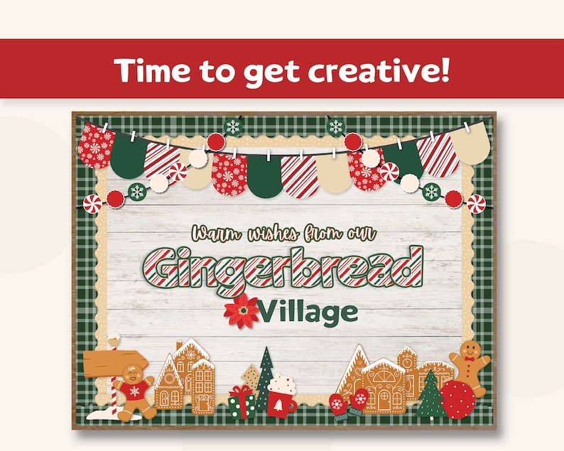Christmas Bulletin Board Kit, Gingerbread Bulletin Board, Printable ...
