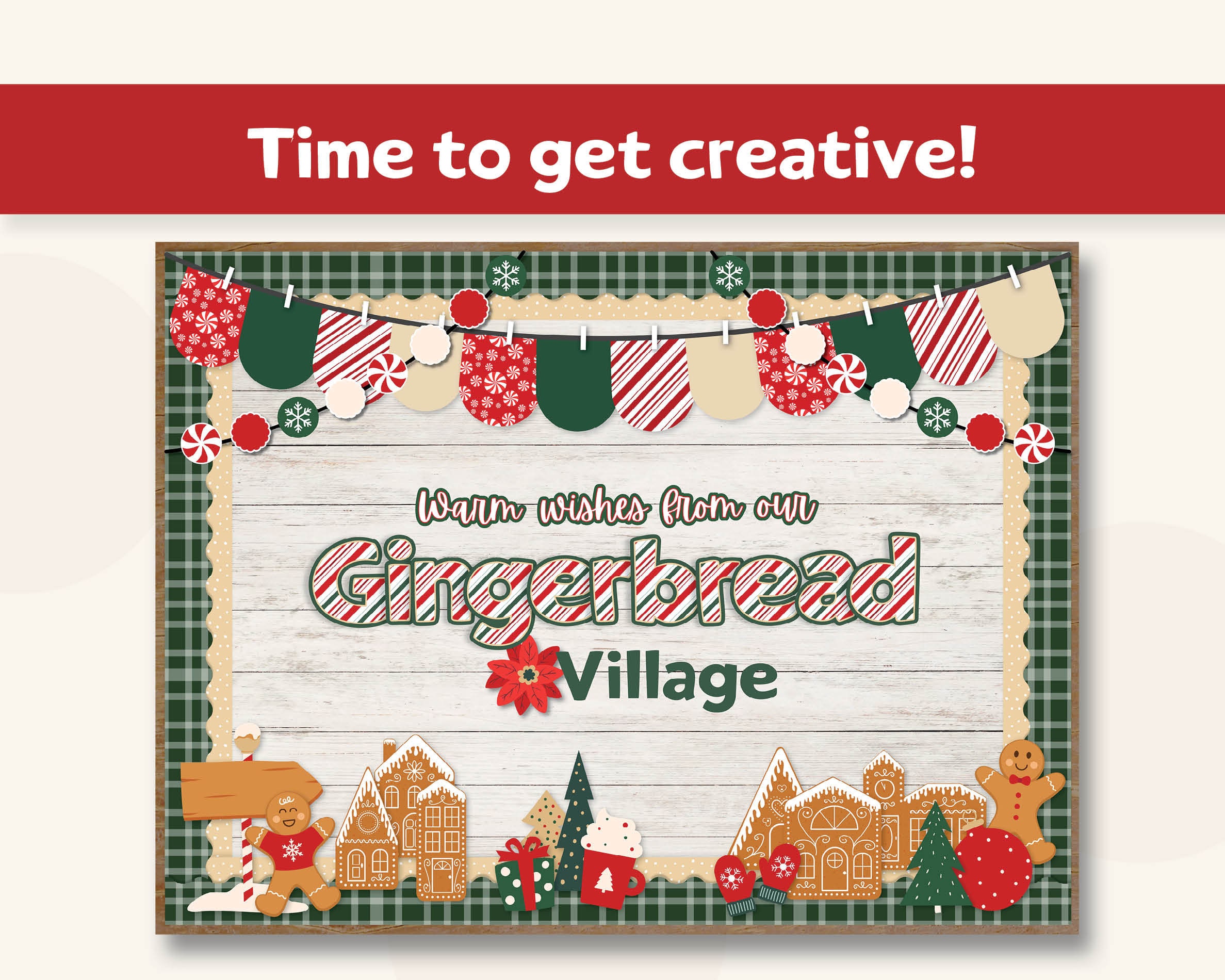 Christmas Bulletin Board Kit, Gingerbread Bulletin Board, Printable ...