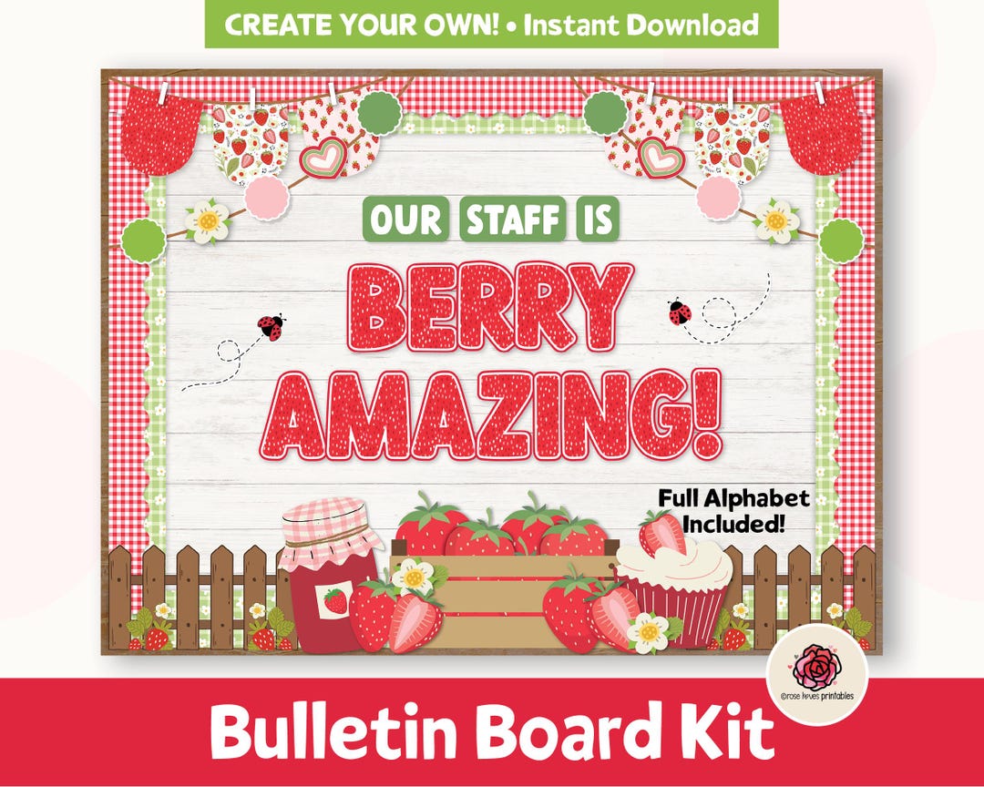Staff Bulletin Board Kit, Strawberry Bulletin Board Kit for Spring or ...