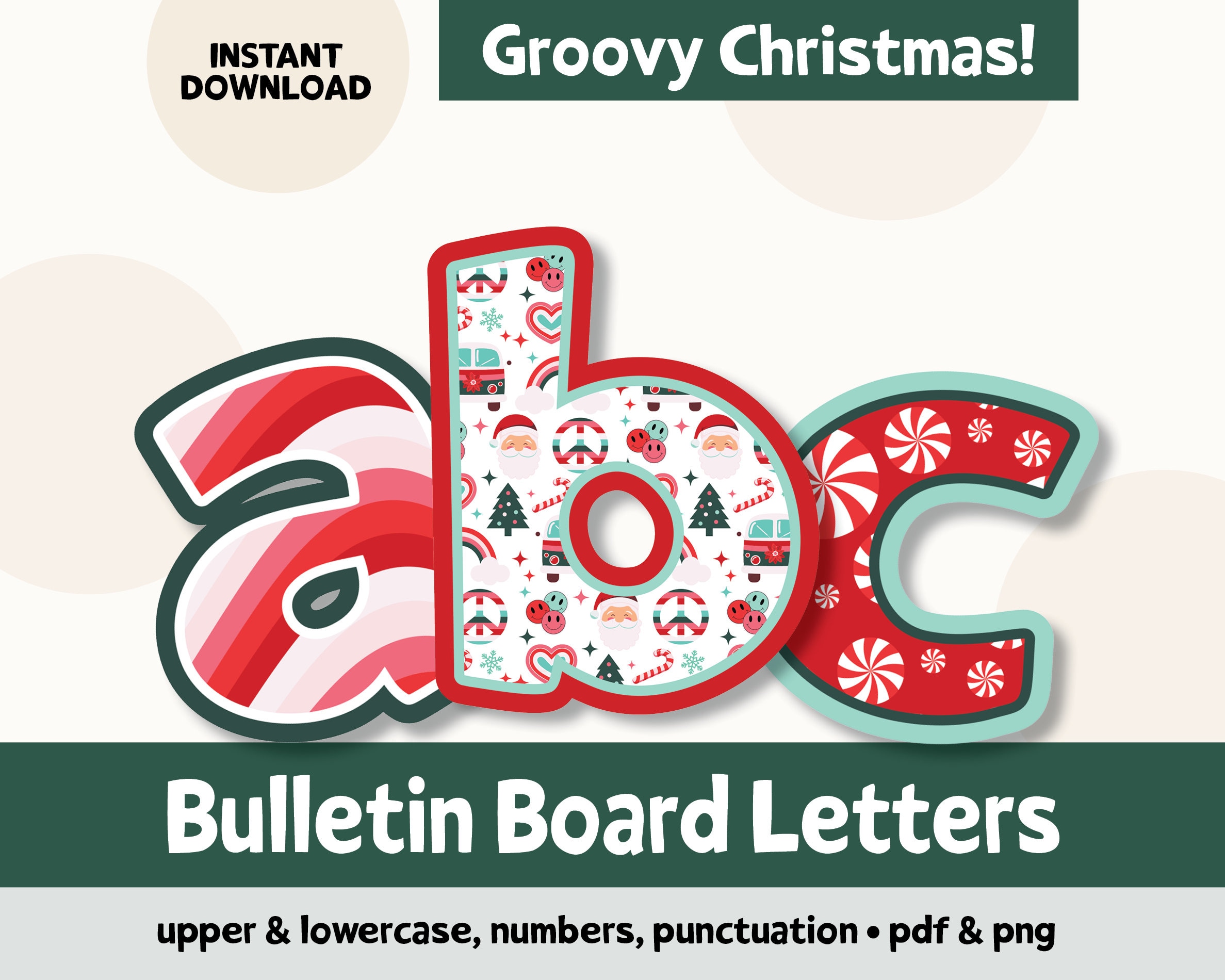Groovy Christmas Bulletin Board Letters, Holiday Letters Png Clipart ...