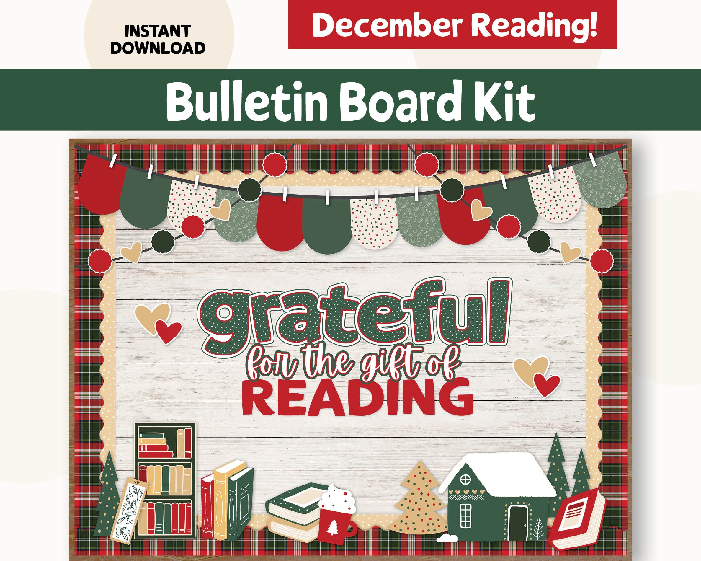 Christmas Bulletin Board Kit, Reading Bulletin Board, Printable ...