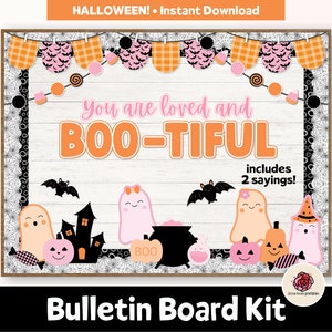Halloween Bulletin Board Kit, Pink Ghost Retro Halloween Bulletin Board ...