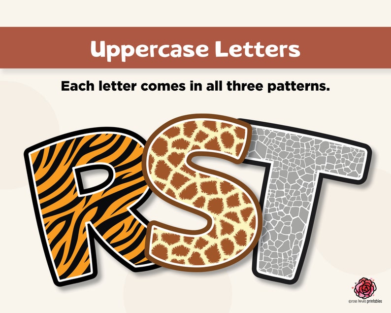 Animal Print Bulletin Board Letters, Safari Printable Letters for ...