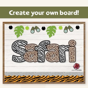 Safari Bulletin Board Kit, Animal Print Bulletin Board Letters ...