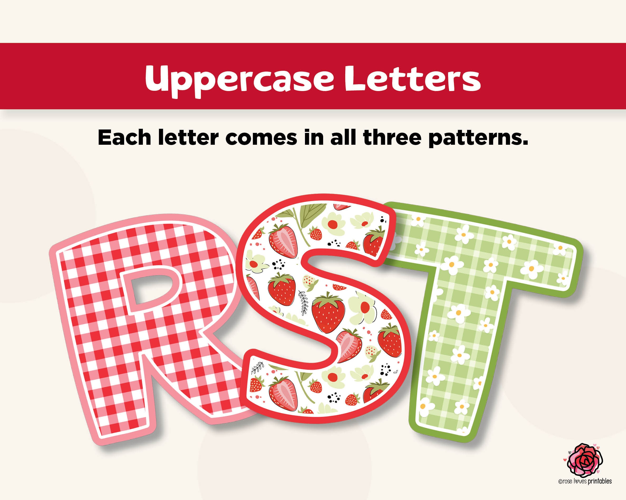 Strawberry Bulletin Board Letters, Strawberry Printable Letters for ...