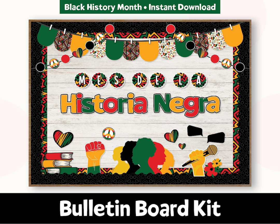 Dual Language Black History Month Bulletin Board Kit, Spanish Black ...