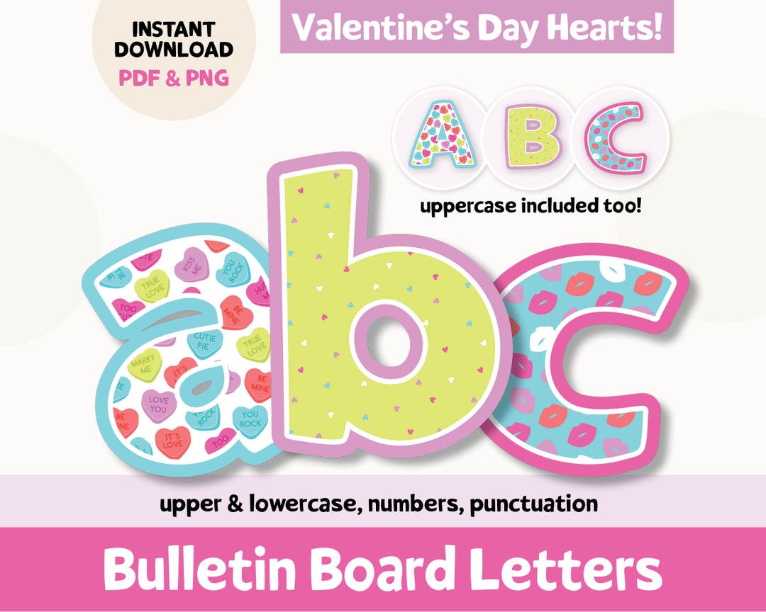 Valentines Bulletin Board Letters February, Valentine's Day Letters ...
