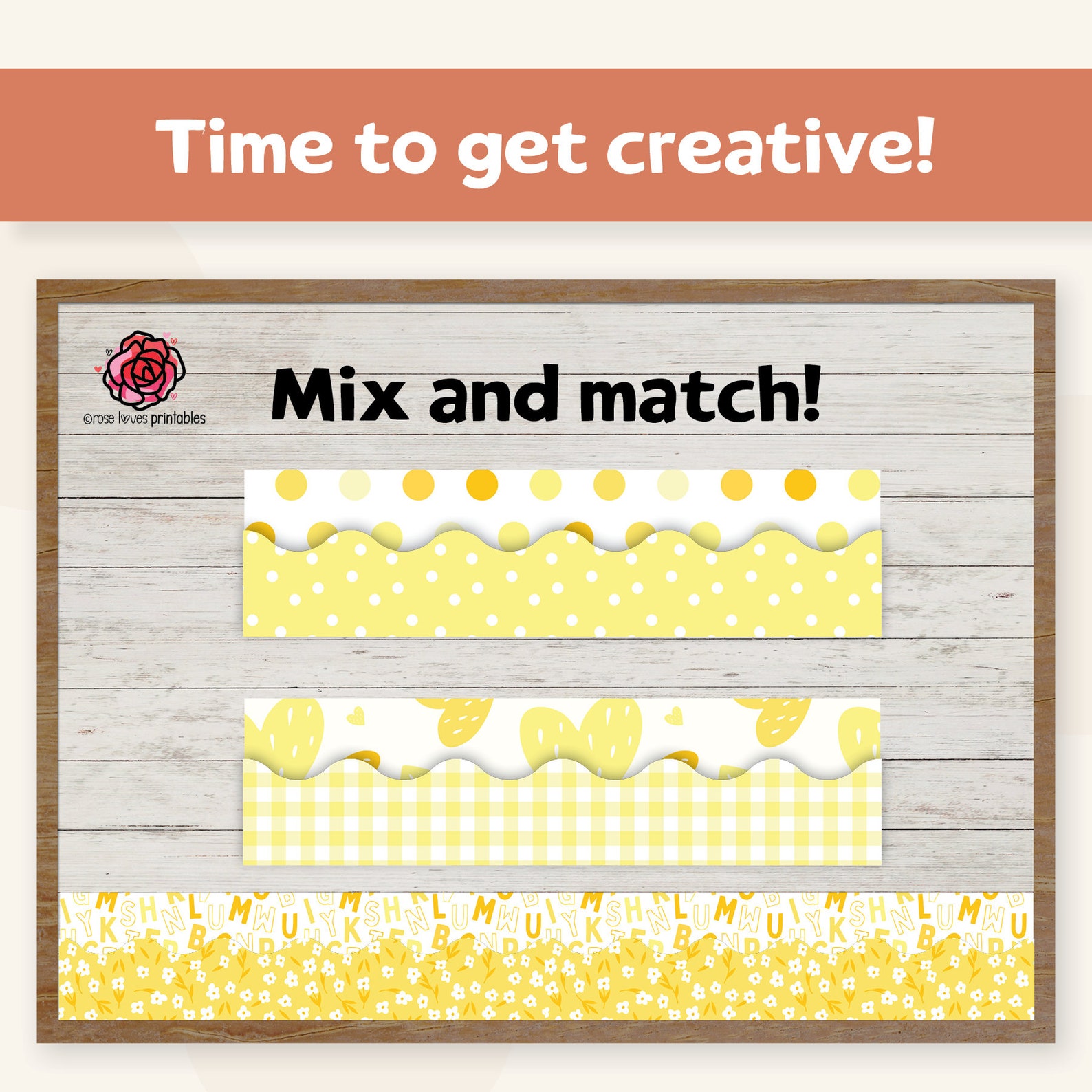 Yellow Bulletin Board Border Set: Spring Classroom Decor (PDF) - Etsy