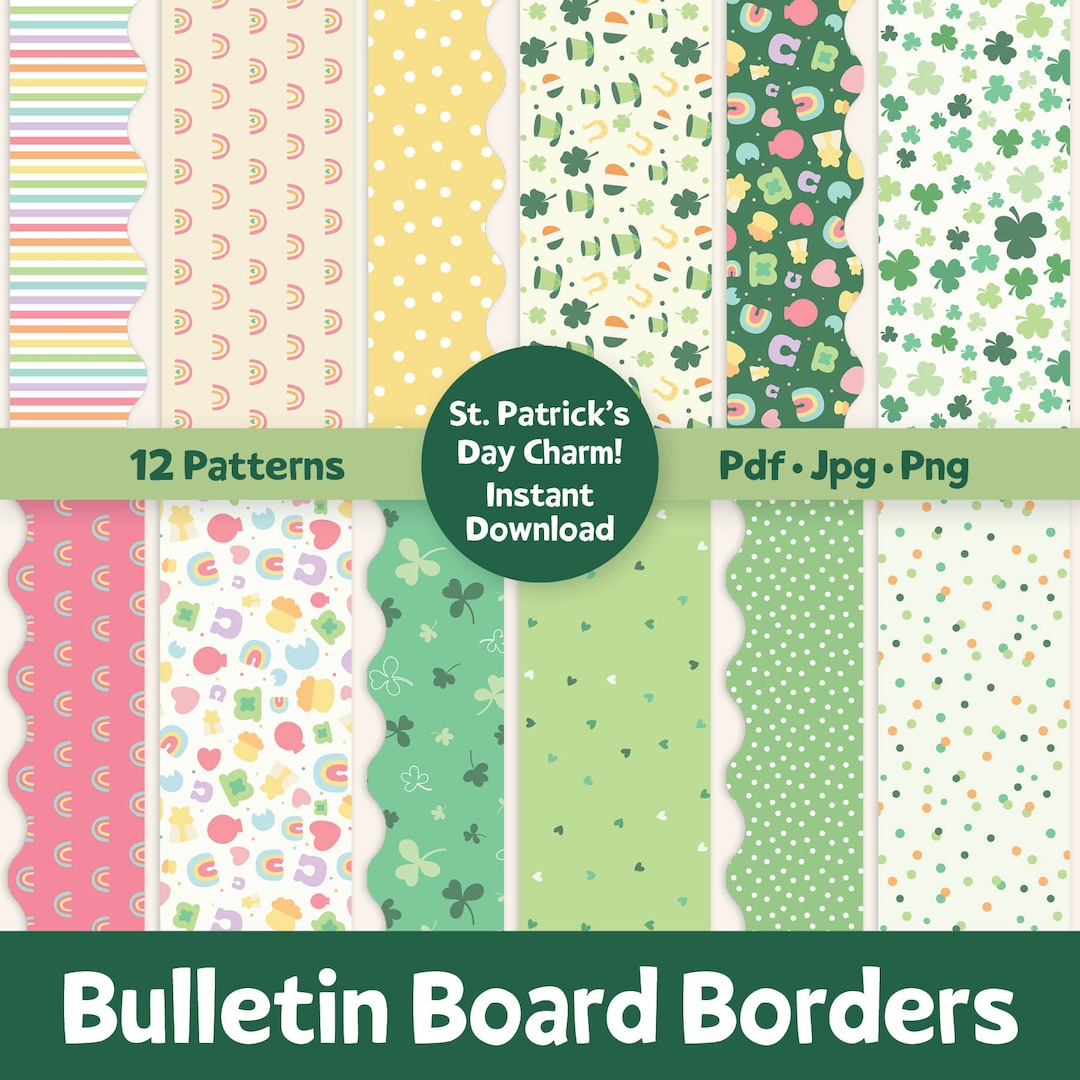 St Patricks Day Bulletin Board Border Set, March Bulletin Border ...