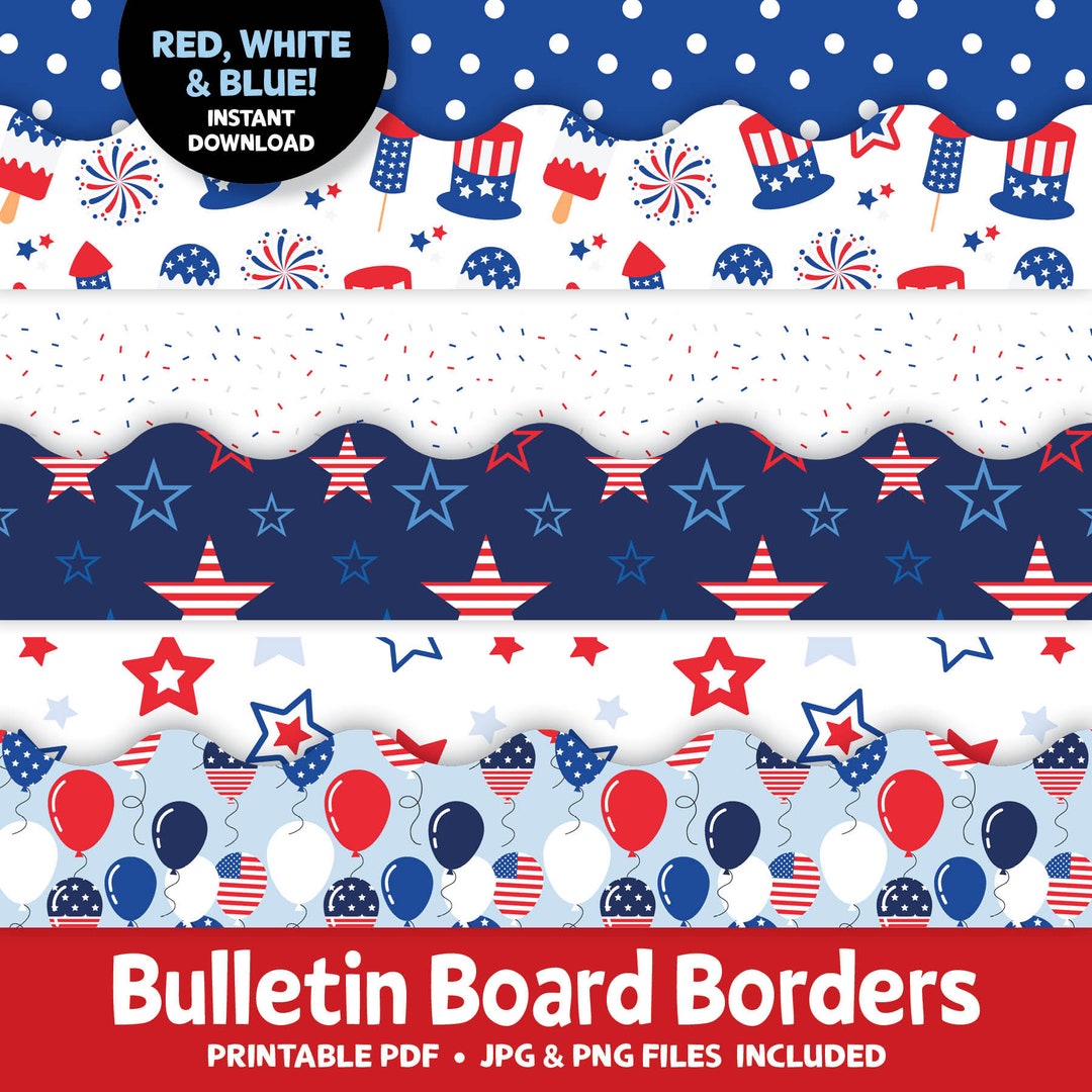 4th of July Bulletin Board Border, Printable Border for Classroom Decor ...