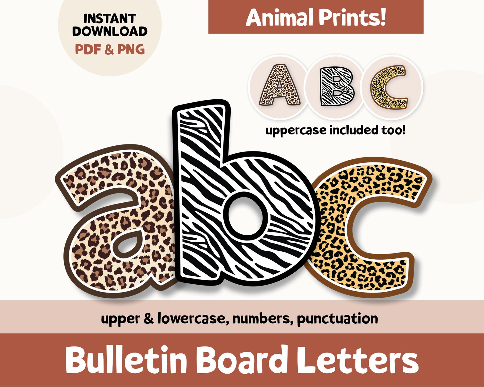 Animal Print Bulletin Board Letters, Safari Printable Letters for ...