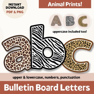 Animal Print Bulletin Board Letters, Safari Printable Letters for ...