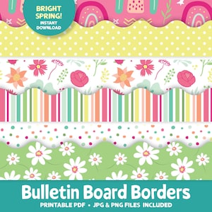 Spring Bulletin Board Border Set, Bright Spring Bulletin Border ...