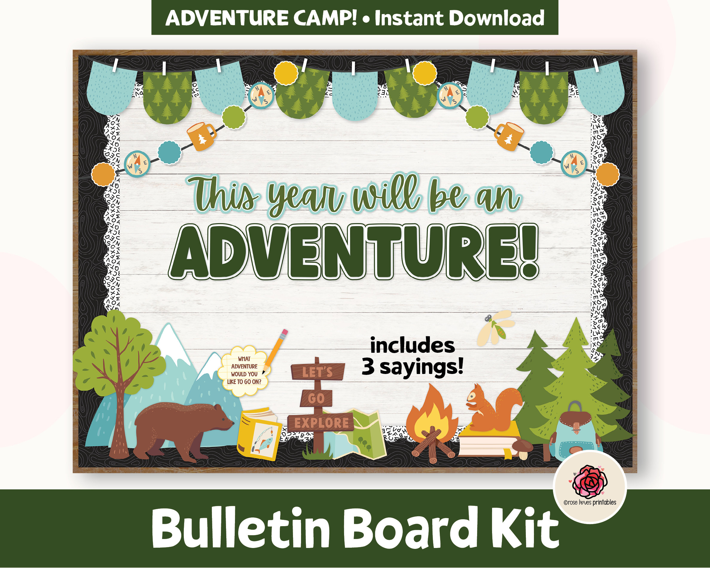Camping Adventure Back to School Bulletin Board Kit, Modern Classroom ...