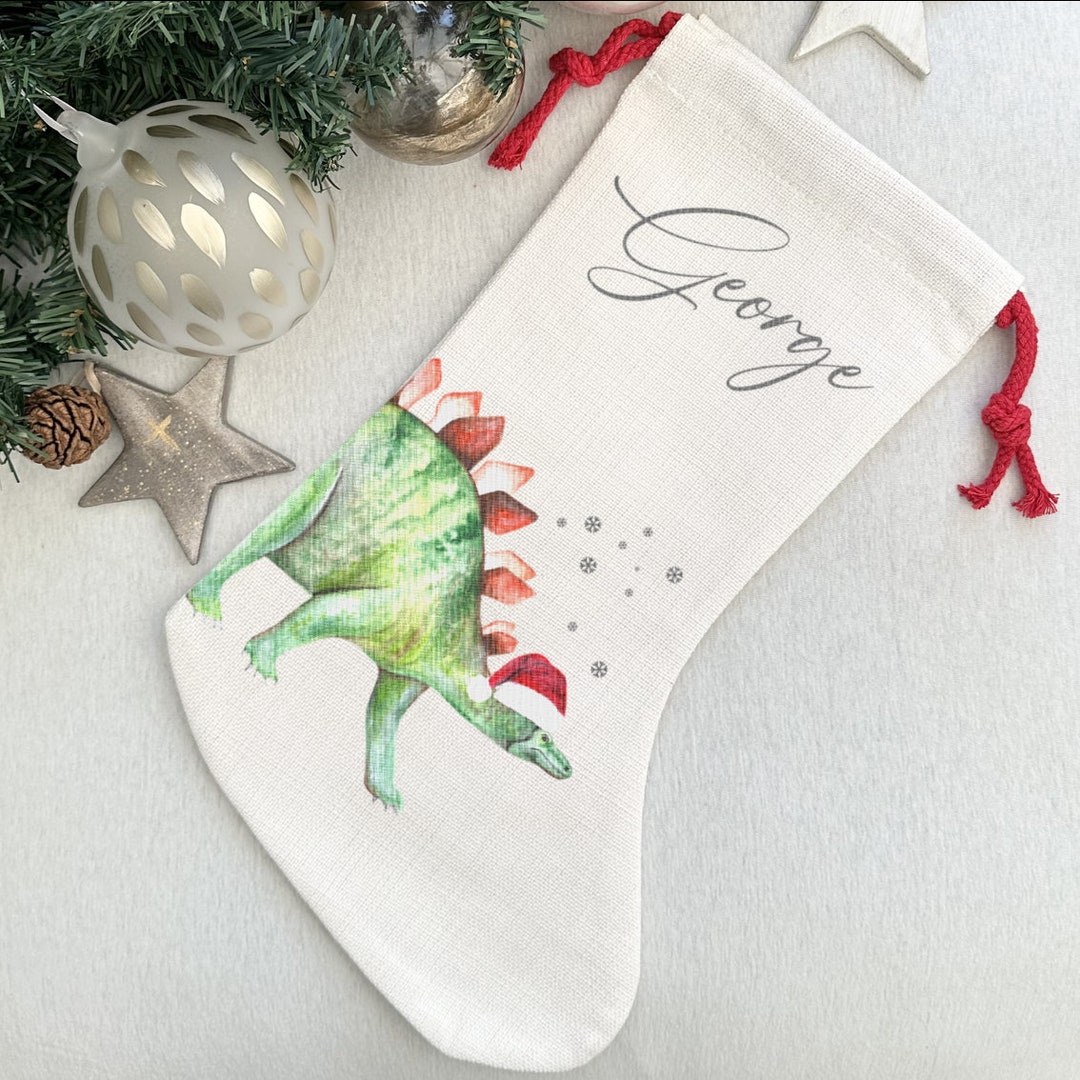 Christmas Dinosaur Personalised Christmas Stocking Kids With Name and ...