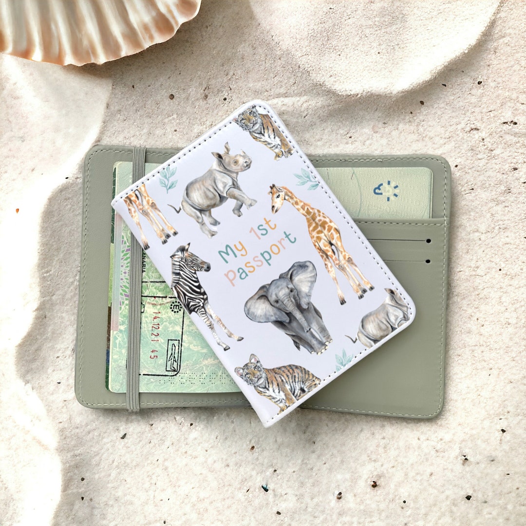 Kids PASSPORT HOLDER / COVER Animal / Safari can Be Personalised ...
