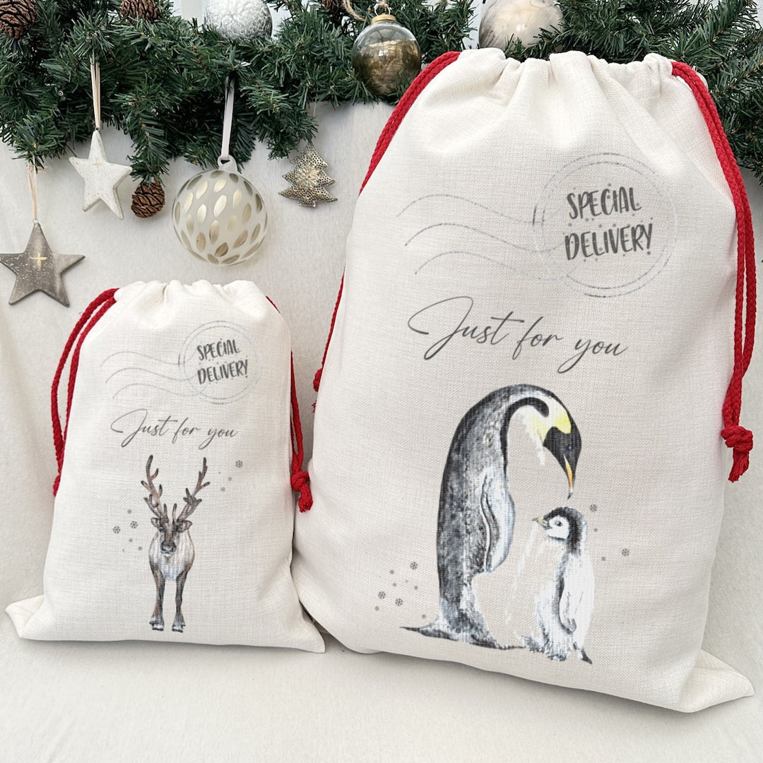 Personalised Santa Sack.reindeer / Penguin Christmas Sacks With Name ...