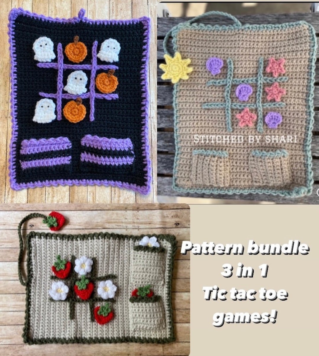 Tic Tac Toe Pattern Bundle 3 Games in 1. Crochet Patterns by ...