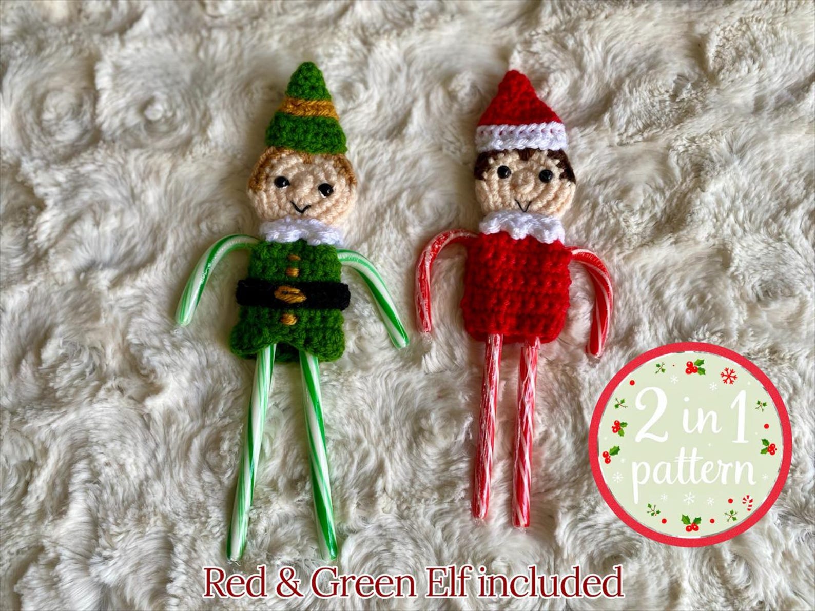 Candy Cane Elves- English Crochet Pattern- 2 Patterns in 1- Christmas ...