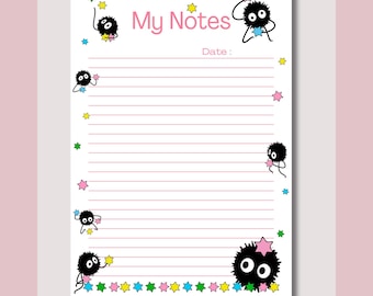 Studio Ghibli Soot Sprites Printable Notes Page Digital and Instant ...