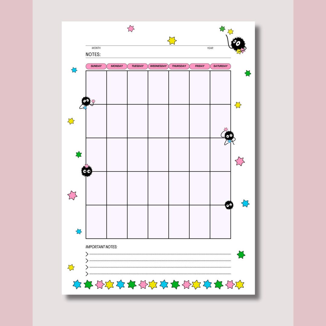 Soot Sprite Printable Planner Page: Ghibli Inspired (PDF Download) - Etsy