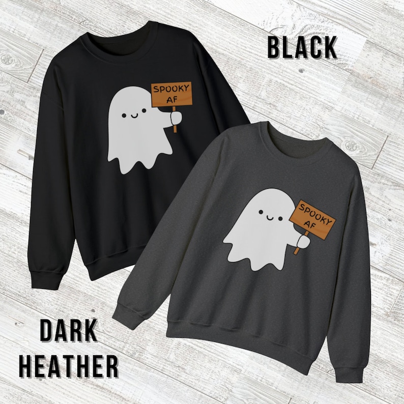 Spooky AF Ghost Sign Cute Smiling Ghost Sweater Sign Board Halloween ...