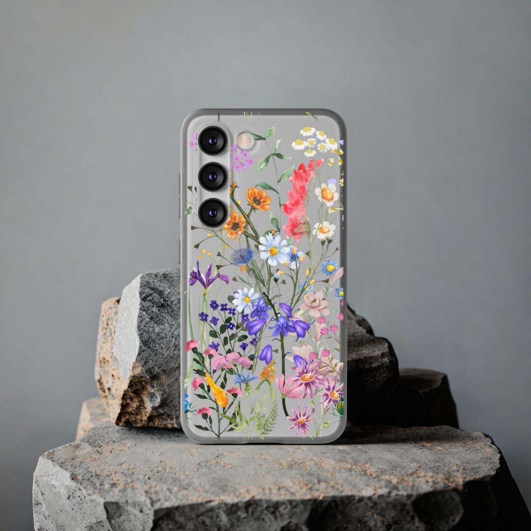 Wildflower Boho Chic Flexi Phone Case, Floral Samsung Phone Case, Soft ...