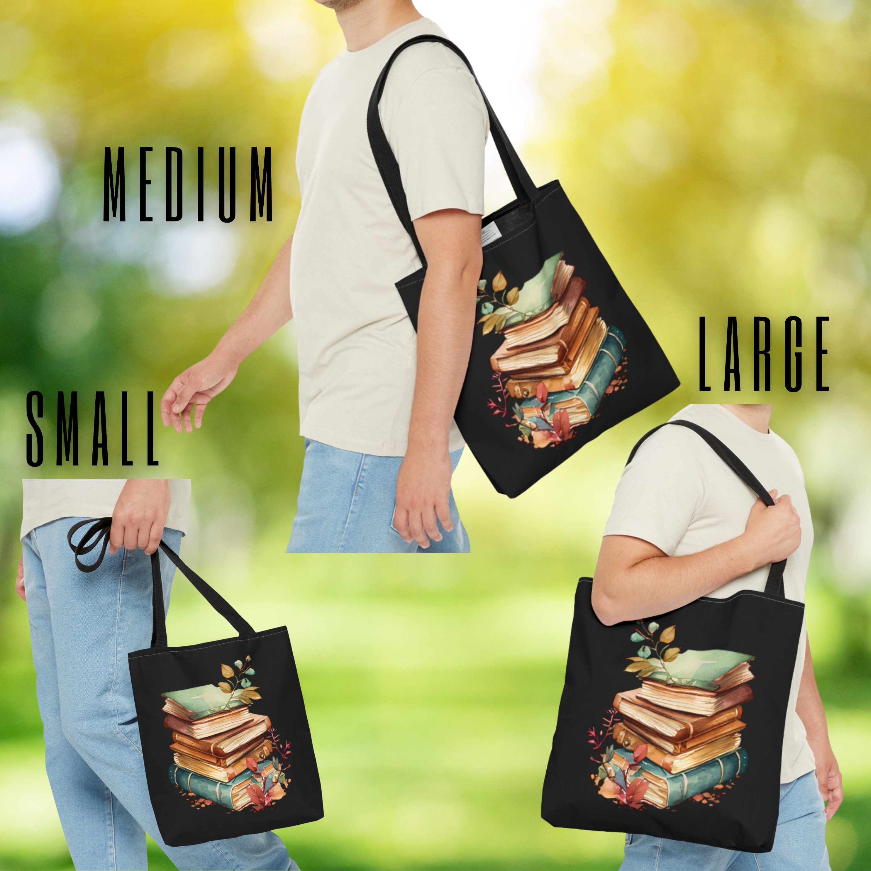 Book Stack Tote Bag, Reader's Delight, Library Tote - Etsy