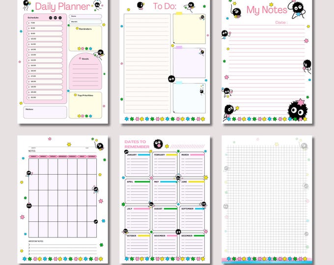 Studio Ghibli Soot Sprites Printable Weekly Planner Digital and Instant ...