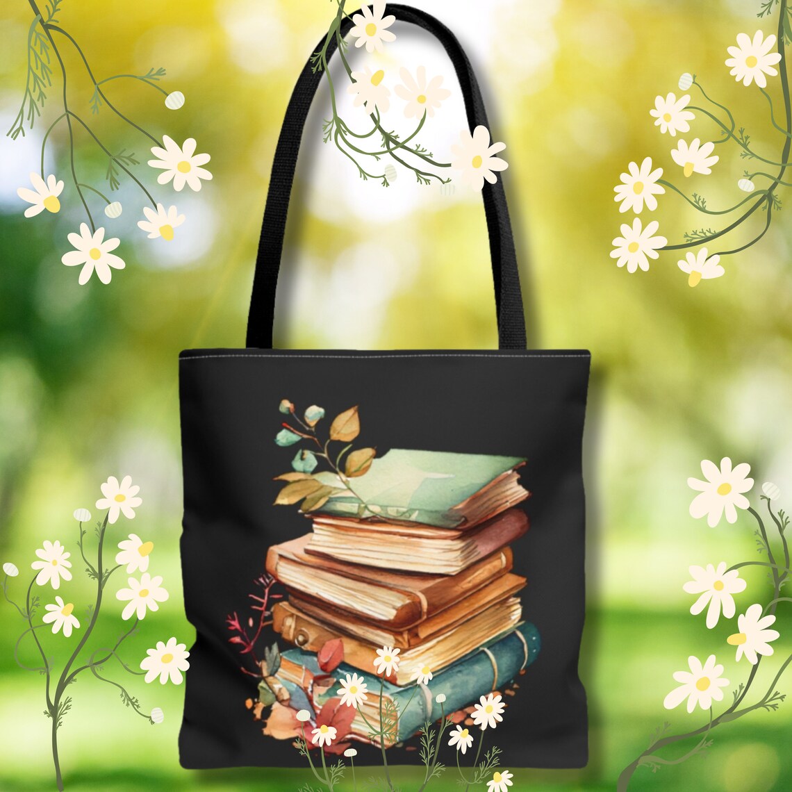 Book Stack Tote Bag, Reader's Delight, Library Tote - Etsy
