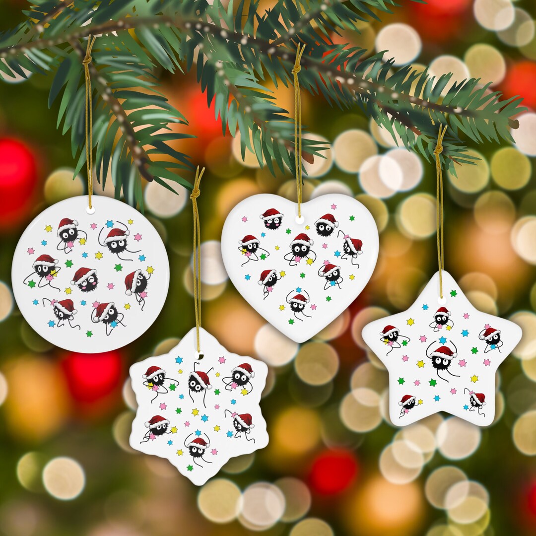 Soot Sprites Christmas Ornament, Anime Santa Hat Kawaii Decor - Etsy