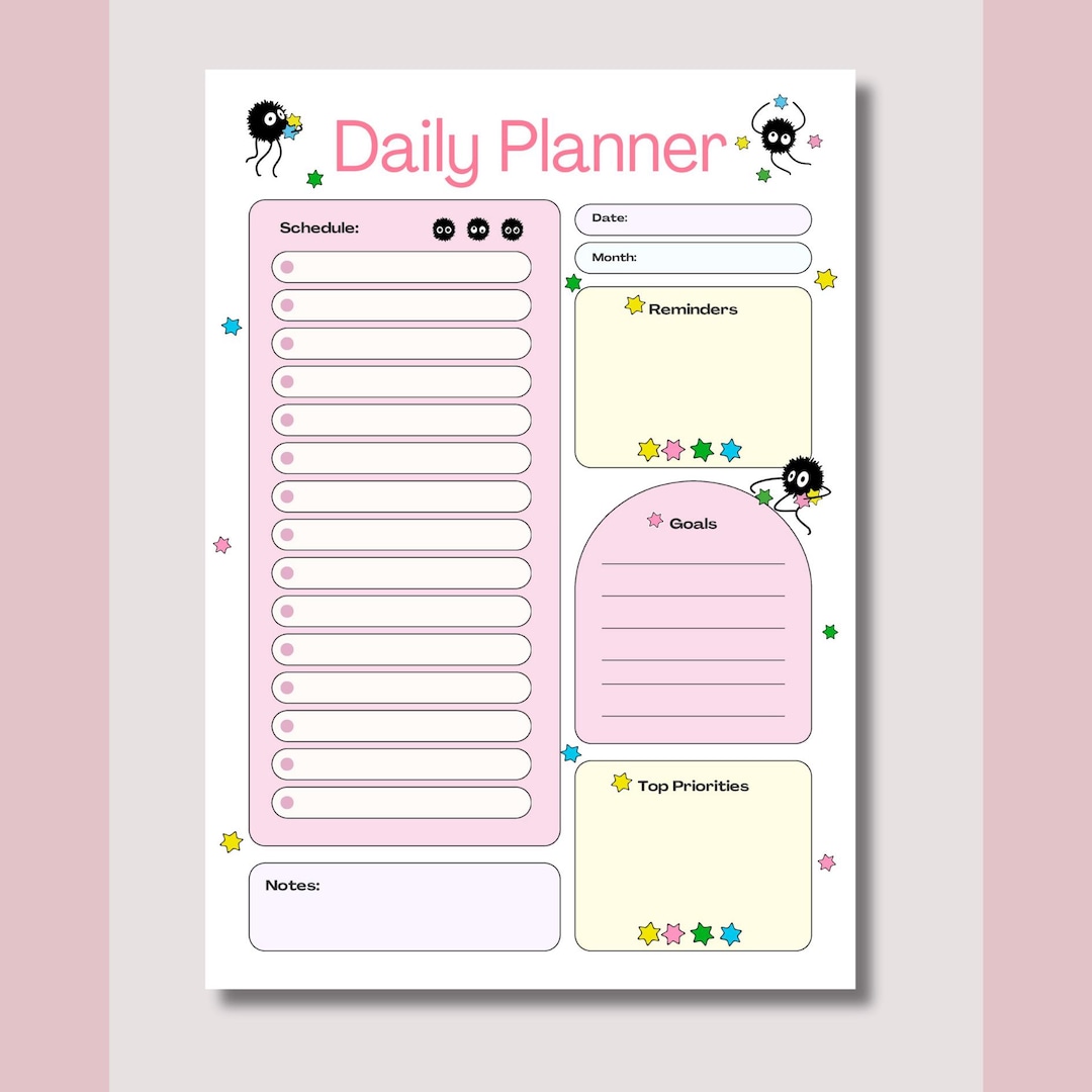 Soot Sprite Daily Planner Printable: Ghibli Inspired (PDF Download) - Etsy