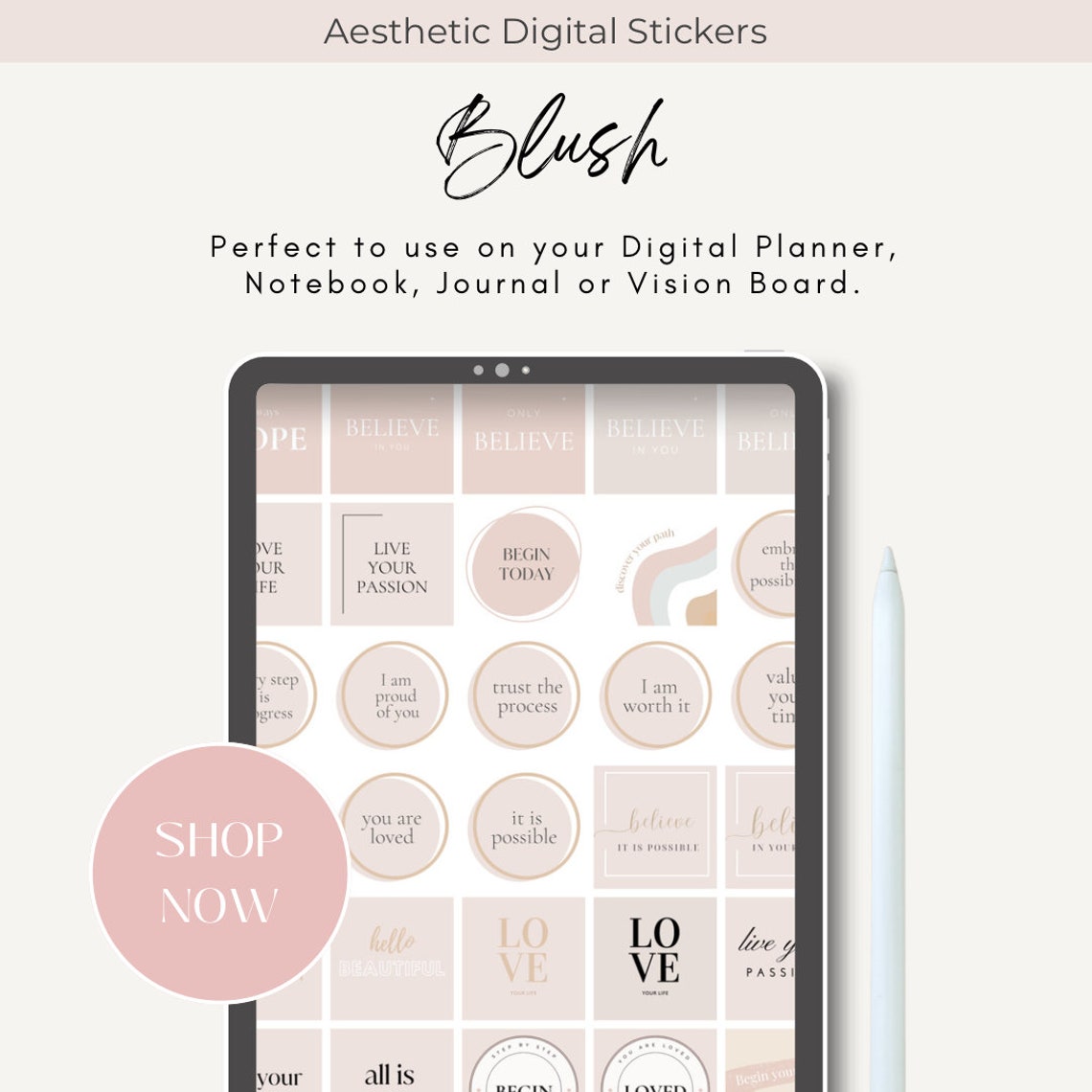 Digital Stickers. Aesthetic Motivational Digital Stickers. Perfect for ...