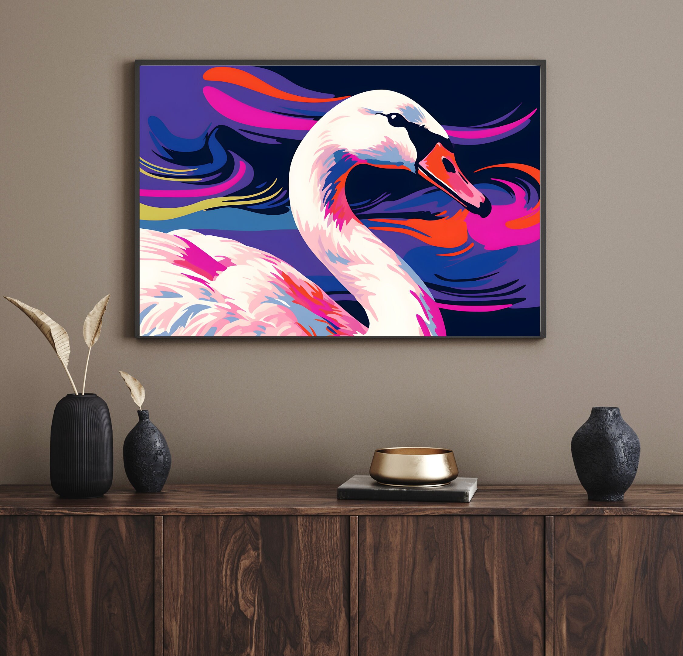 Printable Swan Pop Art. Modern Digital Art. Instant Download - Etsy