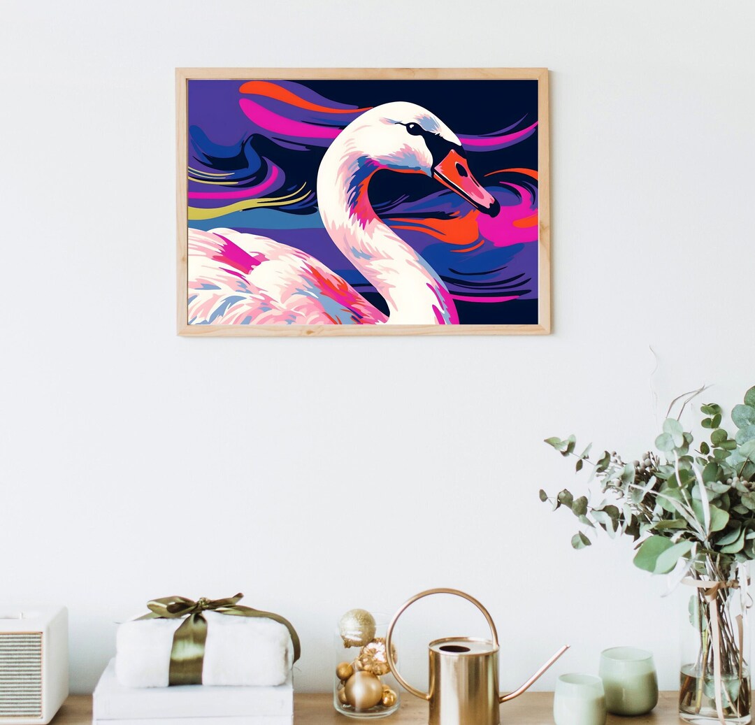 Printable Swan Pop Art. Modern Digital Art. Instant Download - Etsy