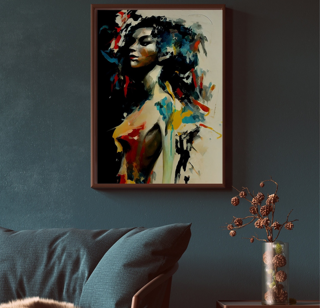 Printable Abstract Woman Figure Painting, Art Print, Digital Art, Wall ...