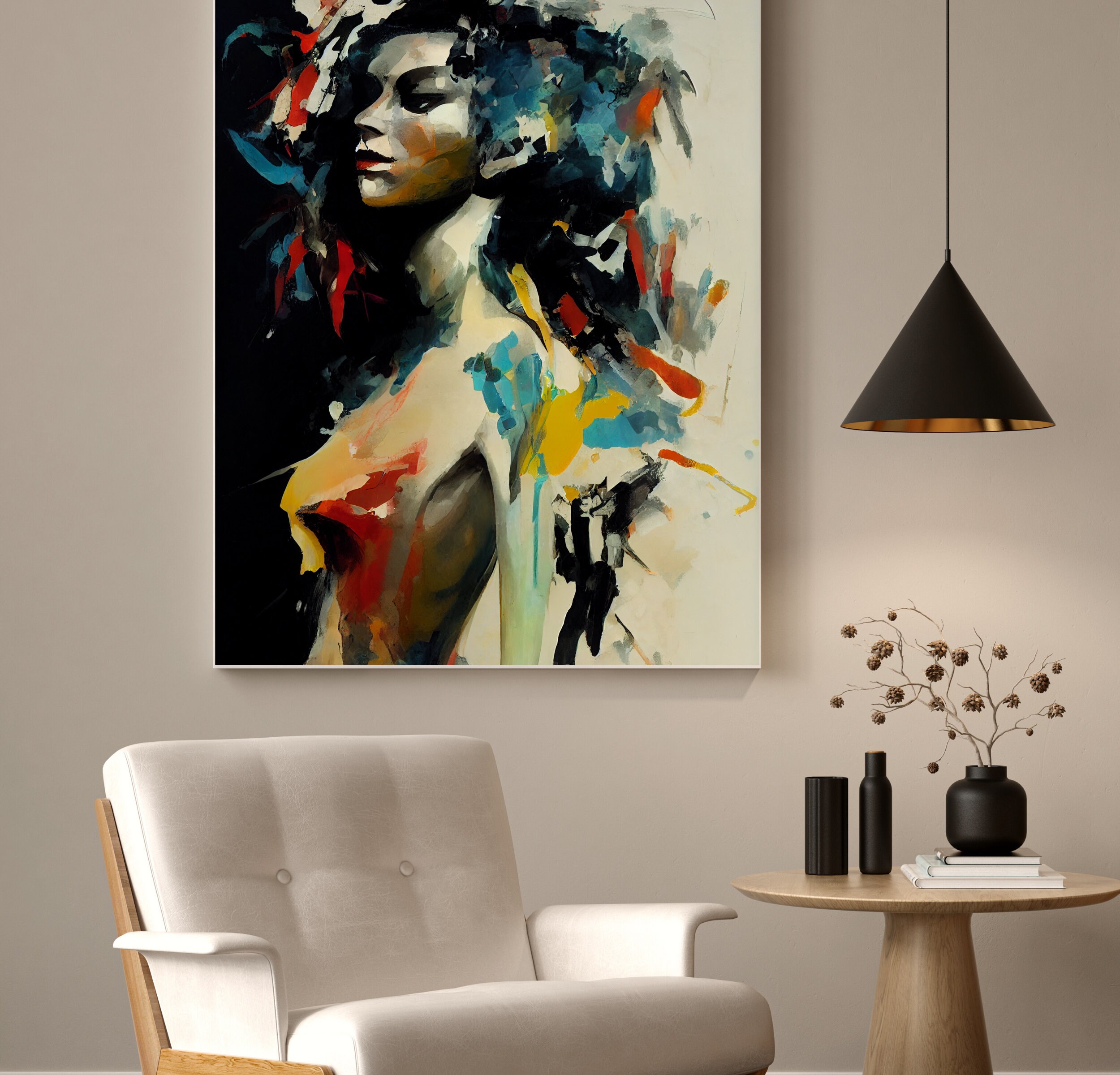 Printable Abstract Woman Figure Painting, Art Print, Digital Art, Wall ...