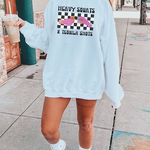 Tequila Sweater Gym Pump Cover Weight Lifting, Checkered Sweatshirt for ...