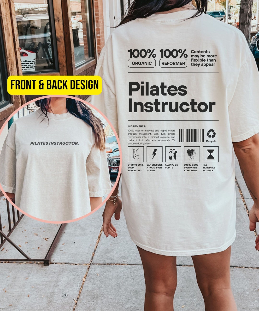 Oversized Pilates Shirt for Workout, Gift for Pilates Instructor, Funny ...