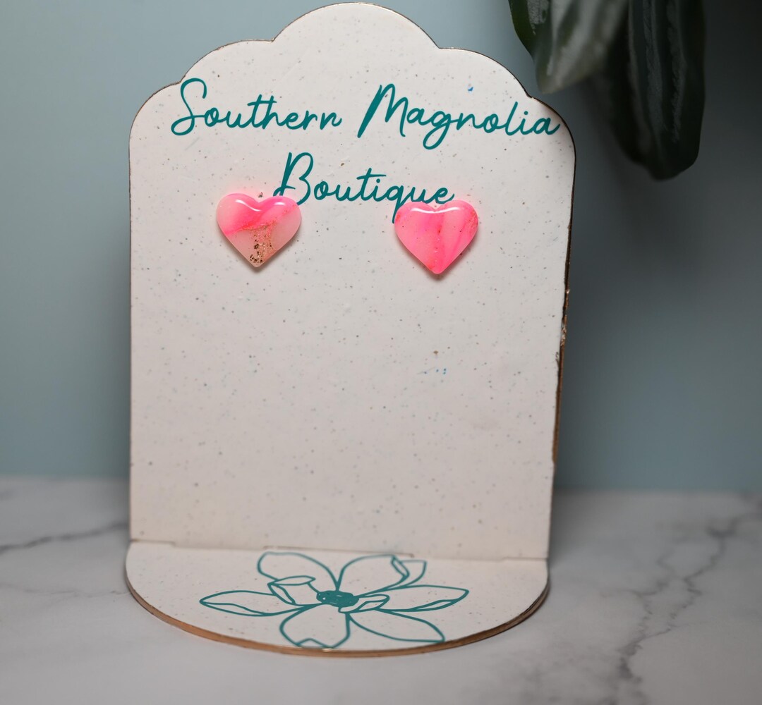 Pink and White Translucent Heart Earrings / See-through Lightweight ...