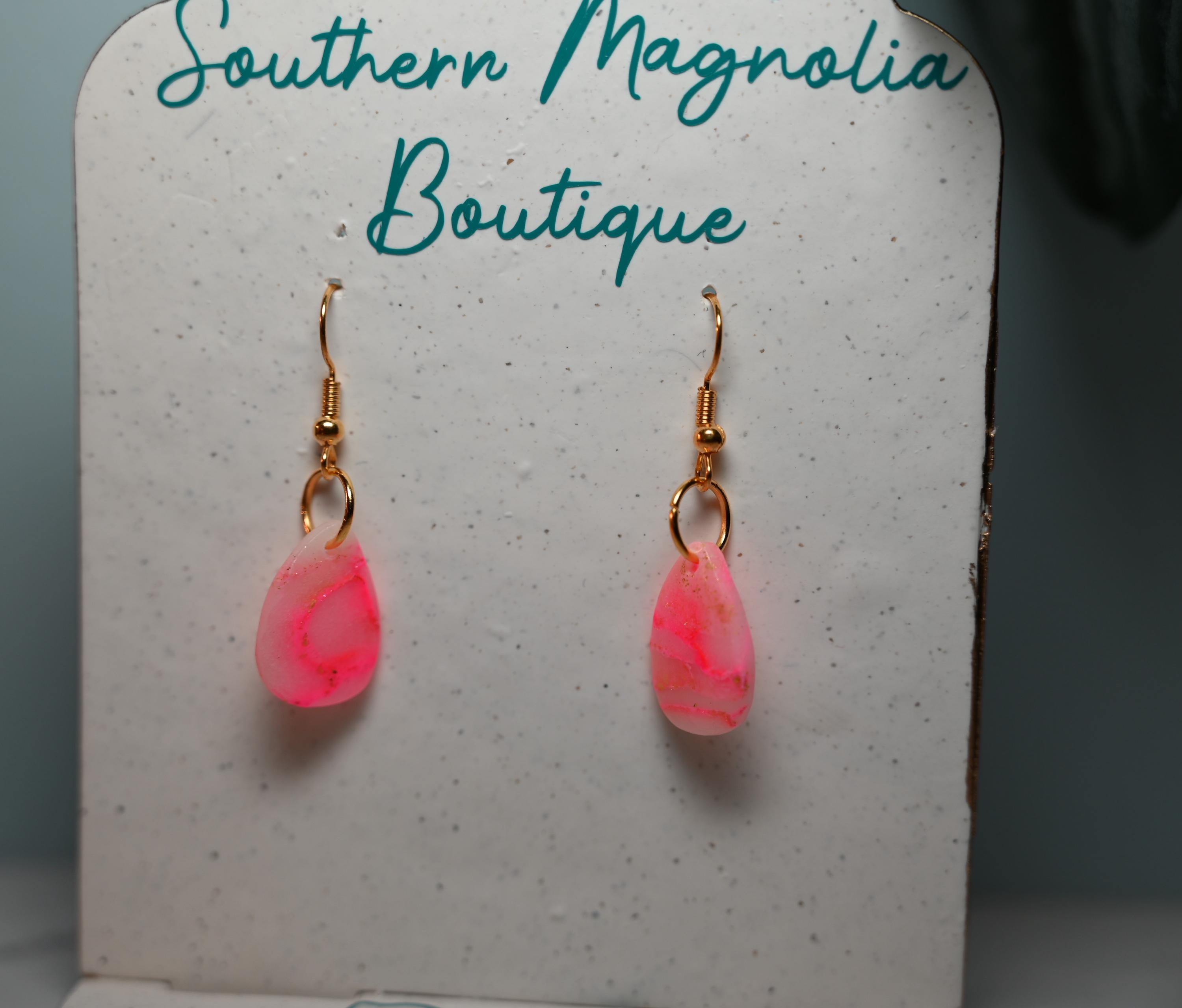 Pink and White Translucent Mini Teardrop Earrings / See-through ...