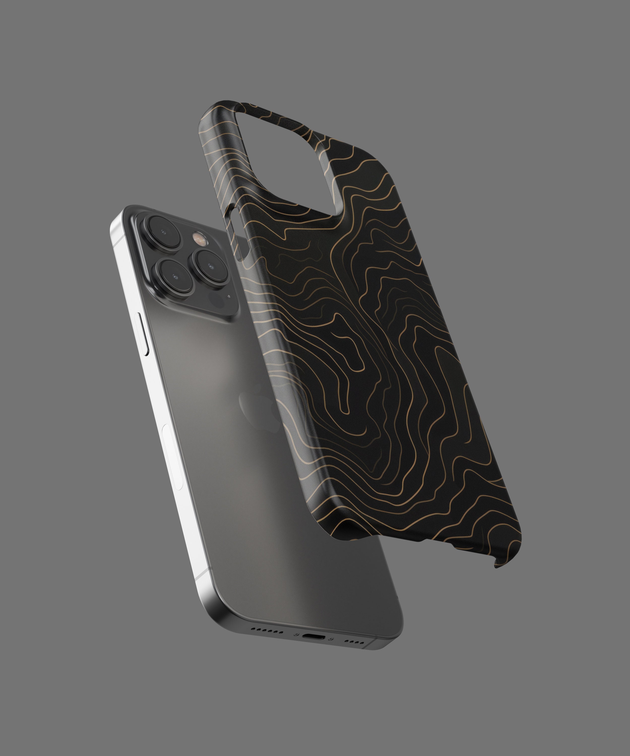 Black and Gold Topographical iPhone 14 Case Phone Case for iPhone ...