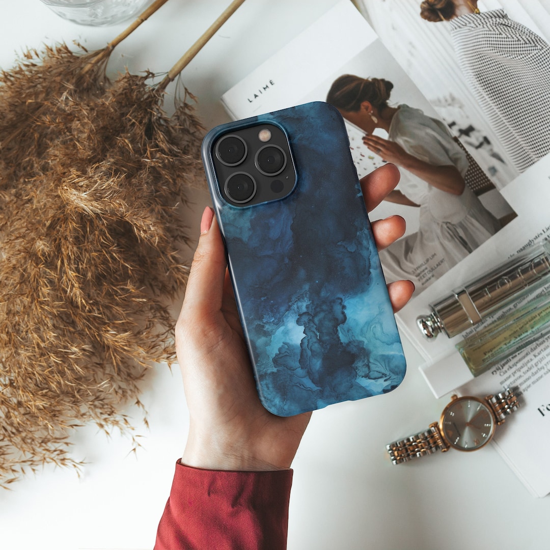 Dark Blue Watercolor iPhone 14 Case Phone Case for iPhone 13 12 11 Pro ...