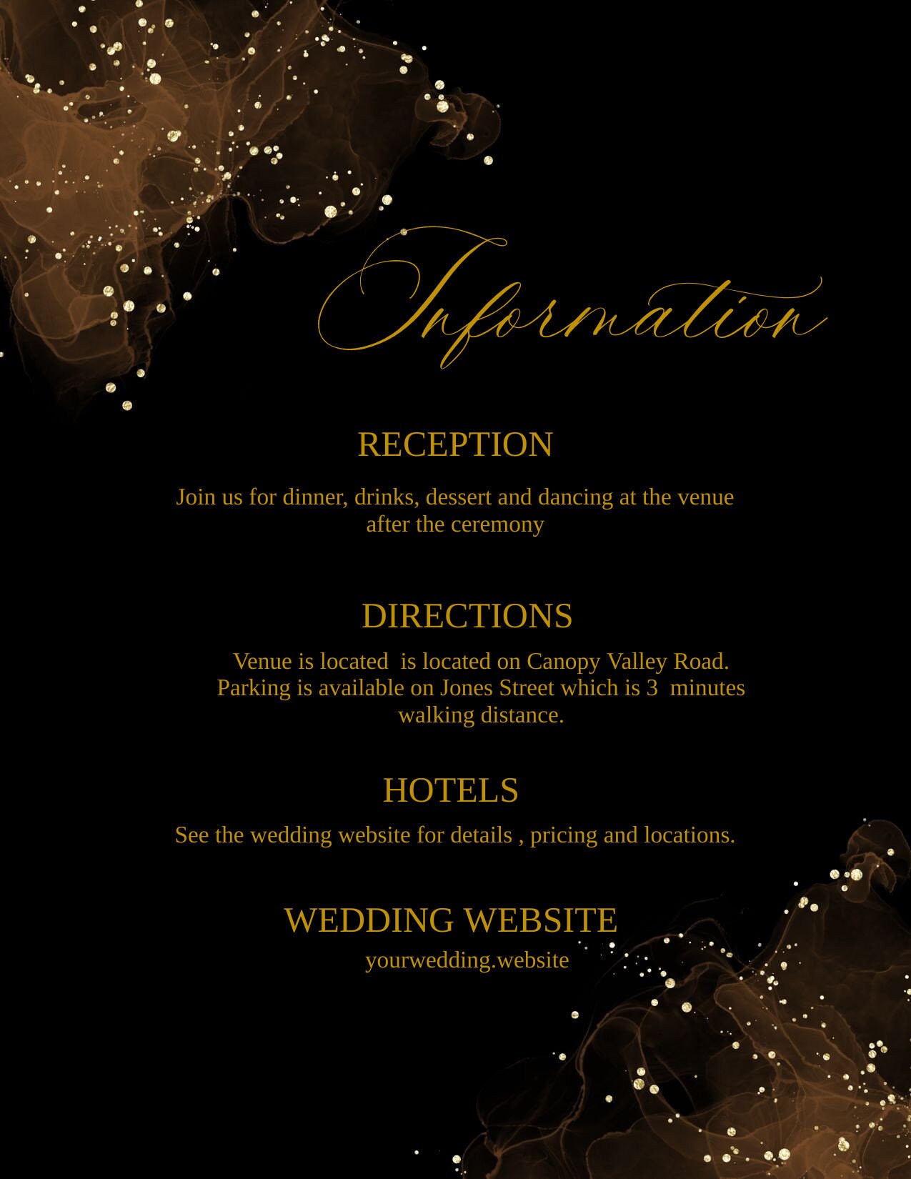 Elegant Black and Gold Glitter Wedding Invitation EASY EDITABLE ...