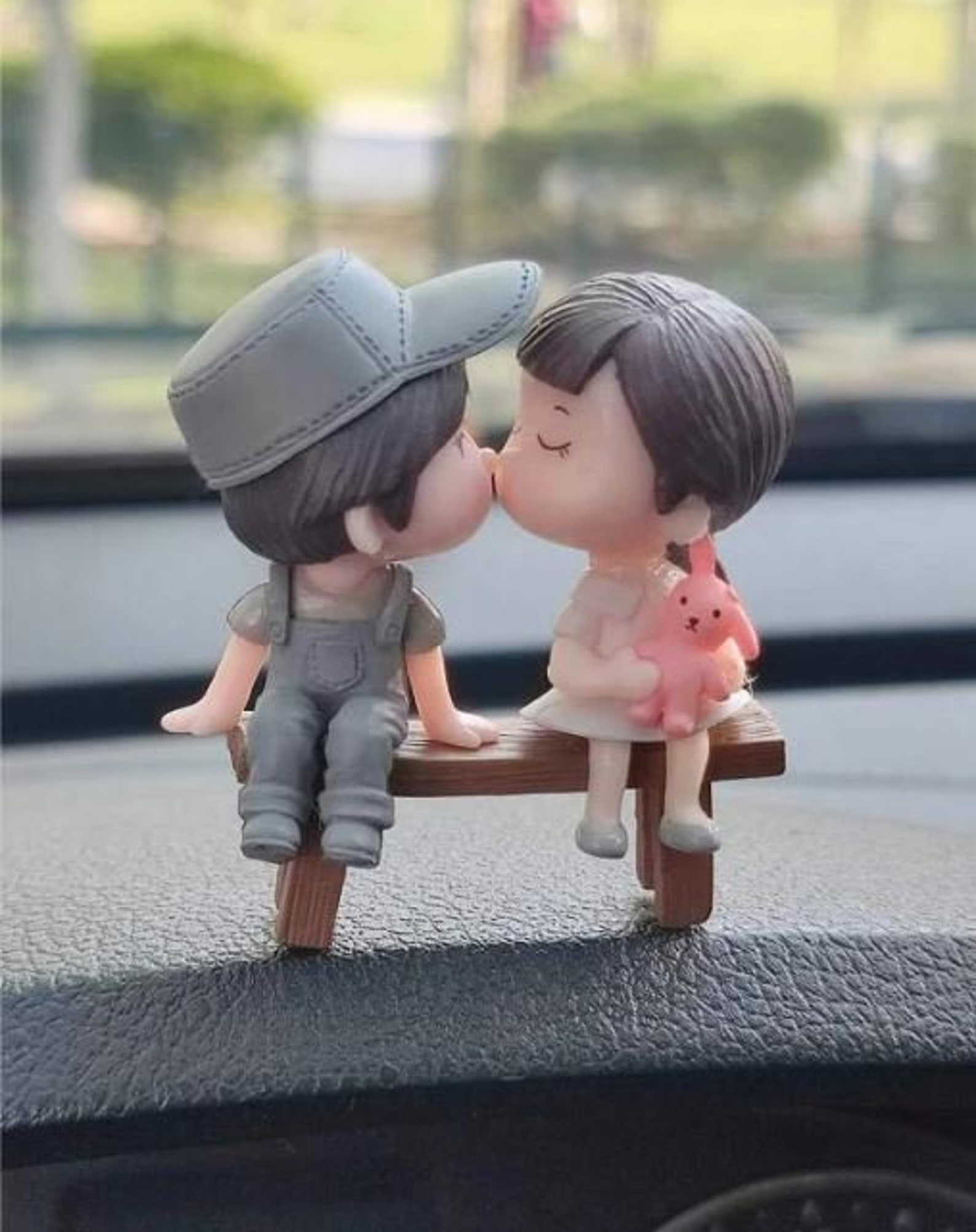 Miniature Kissing Couple Figurine, Boy and Girl Sitting, Miniature Boy ...